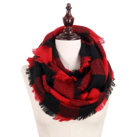 Accessories | Red Black Buffalo Check Woven Infinity | Poshmark